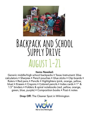 We’re One Wilmington Holding Backpack & School Supply Drive ...