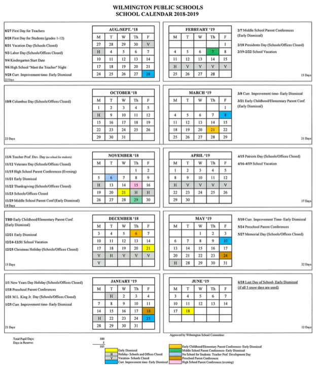 HOT OFF THE PRESS: First Look At 2018-2019 Wilmington School Calendar ...