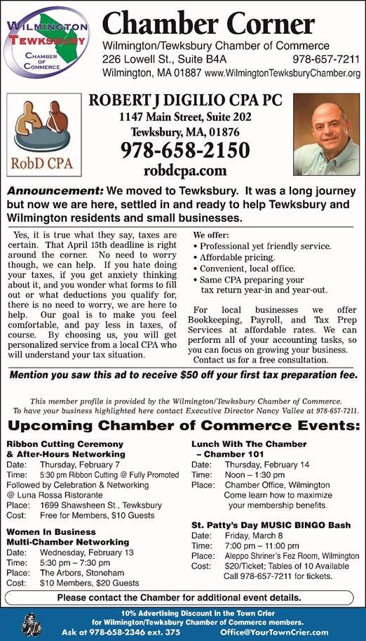 CHAMBER CORNER: Learn About Robert J. Digilio, CPA – Wilmington Apple