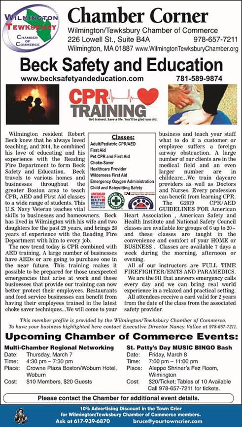 CHAMBER CORNER: Learn About Wilmington’s Beck Safety & Education ...