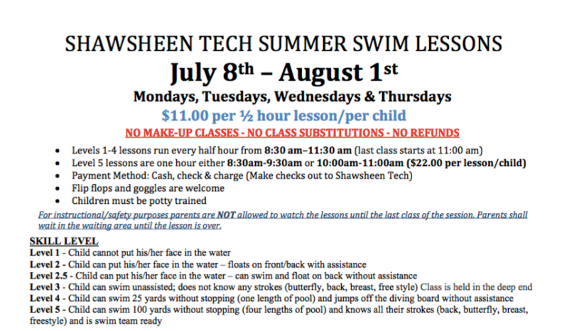 Shawsheen Tech Announces Summer Swimming Lessons – Wilmington Apple
