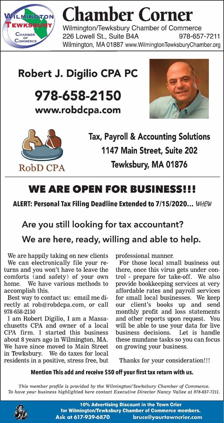 CHAMBER CORNER: Learn About Robert J. Digilio CPA PC – Wilmington Apple
