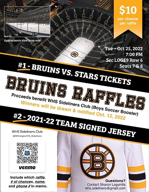WHS Boys Soccer Boosters Club Raffling Off Bruins Tickets & Bruins Team ...