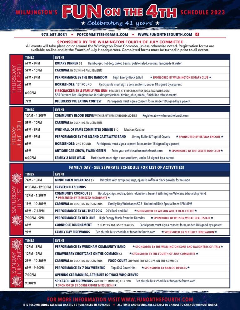 HOT OFF THE PRESS: Read The 2023 Wilmington Fun On The Fourth Schedule ...