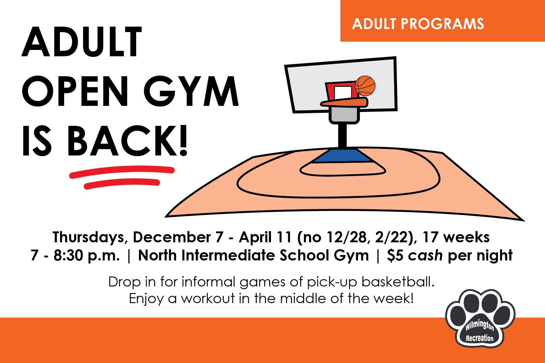 WILMINGTON REC REMINDER: Adult Open Gym Is Back – Wilmington Apple