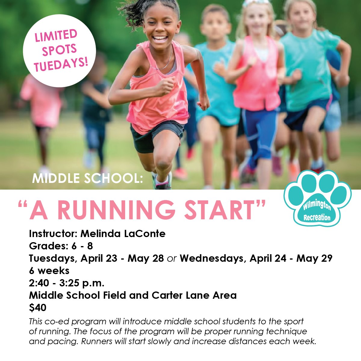 WILMINGTON REC REMINDERS: Running Programs For Grades 4-5 & 6-8 To ...