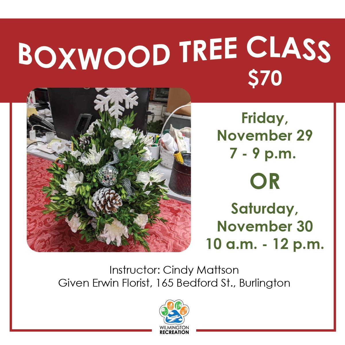 WILMINGTON REC REMINDERS: Boxwood Tree Classes On November 29 & 30 ...