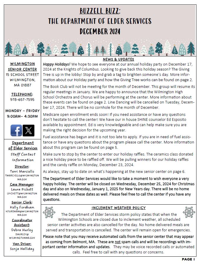HOT OFF THE PRESS: Read Wilmington Senior Center’s December Newsletter ...