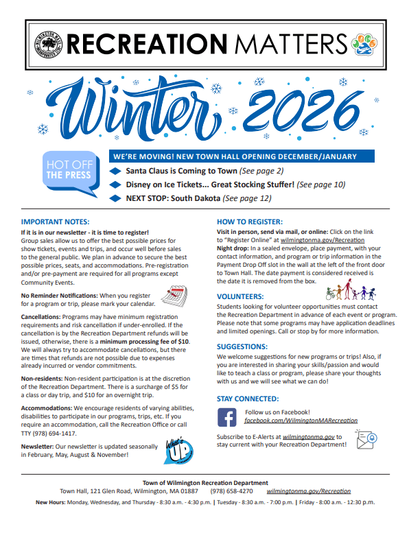 HOT OFF THE PRESS: Read Wilmington Recreation Department’s Winter ...